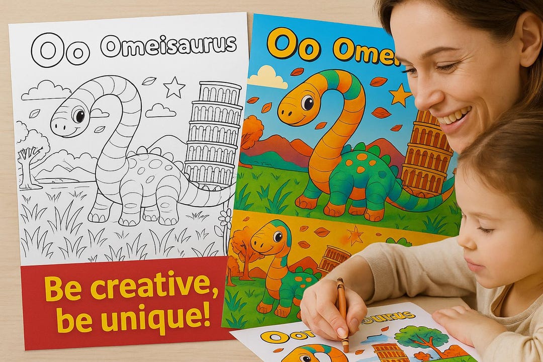 Dinosaur Alphabet Coloring Pages: World Landmarks, A-Z Printable (PDF ...