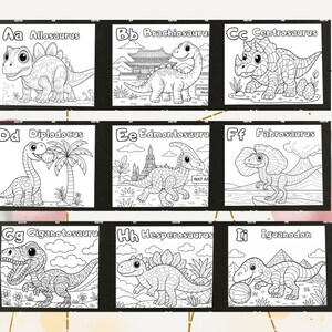 Dinosaur Alphabet Coloring Pages: World Landmarks, A-Z Printable (PDF ...