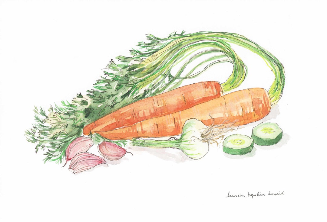 Cooking Painting-kitchen Art-cooking Watercolor - Vegetables Painting ...
