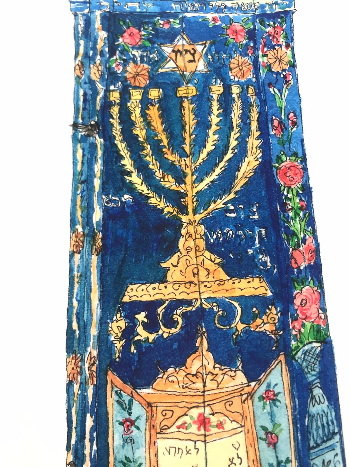 Jewsh art-jewish painting Wooden Torah box-tik for sefer | Etsy