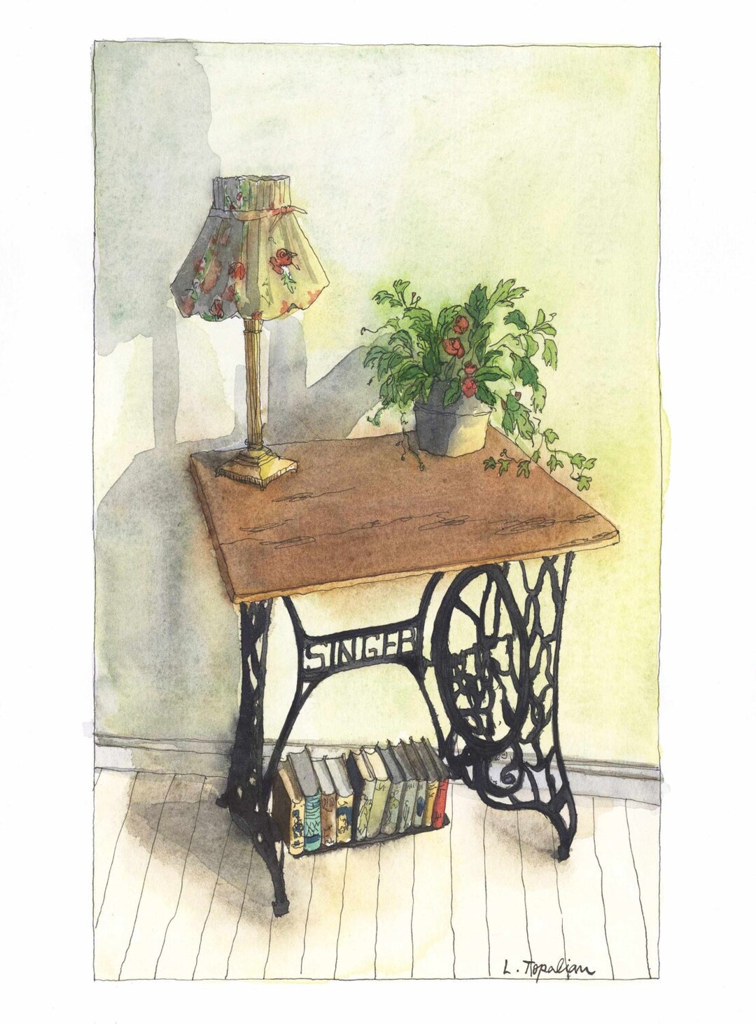 Sewing Machine Painting-singer Painting- "singer Sewing Machine With ...