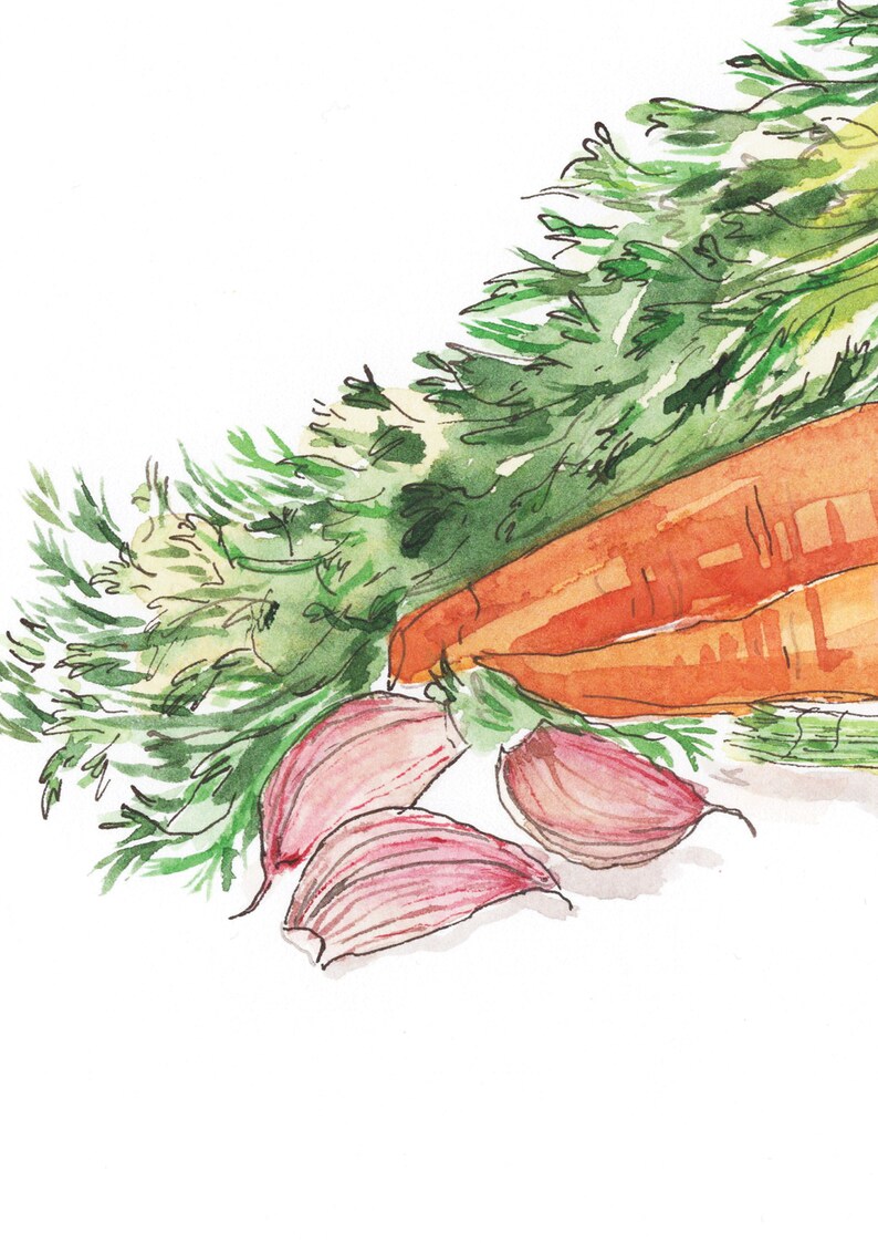 Cooking Painting-kitchen Art-cooking Watercolor - Vegetables Painting ...