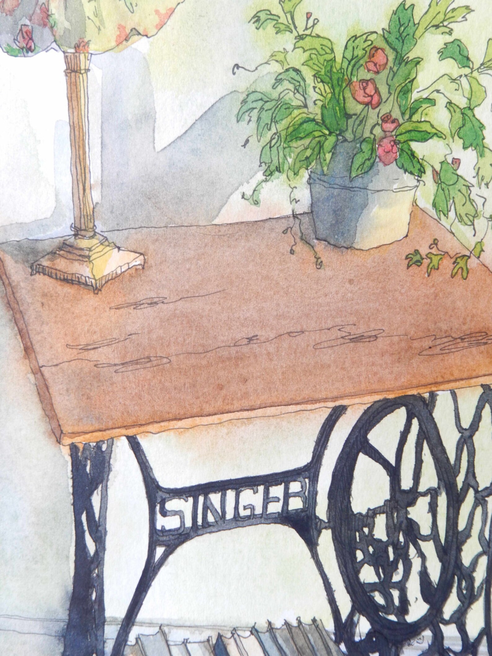 Sewing Machine Painting-singer Painting- "singer Sewing Machine With ...