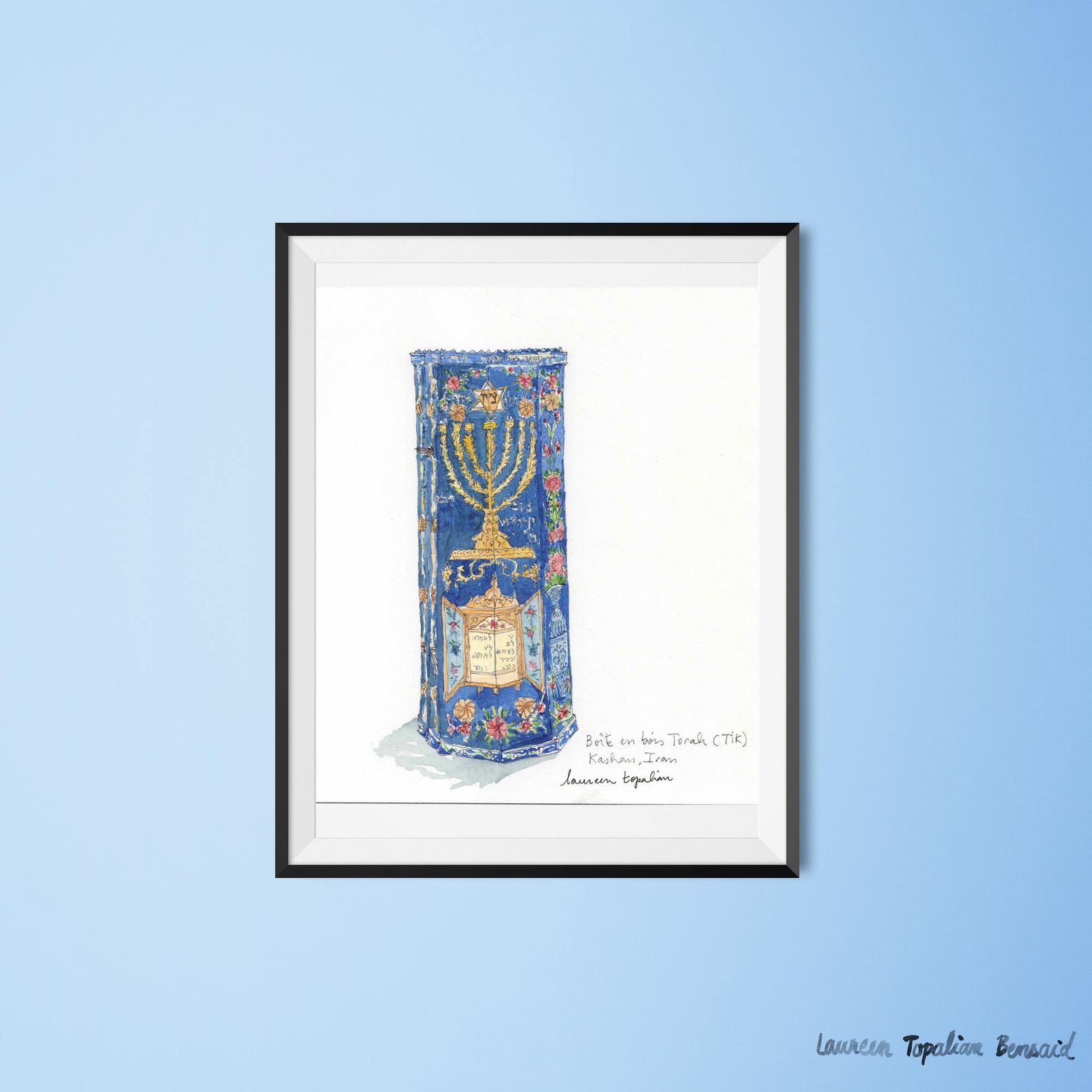 Jewsh art-jewish painting Wooden Torah box-tik for sefer | Etsy