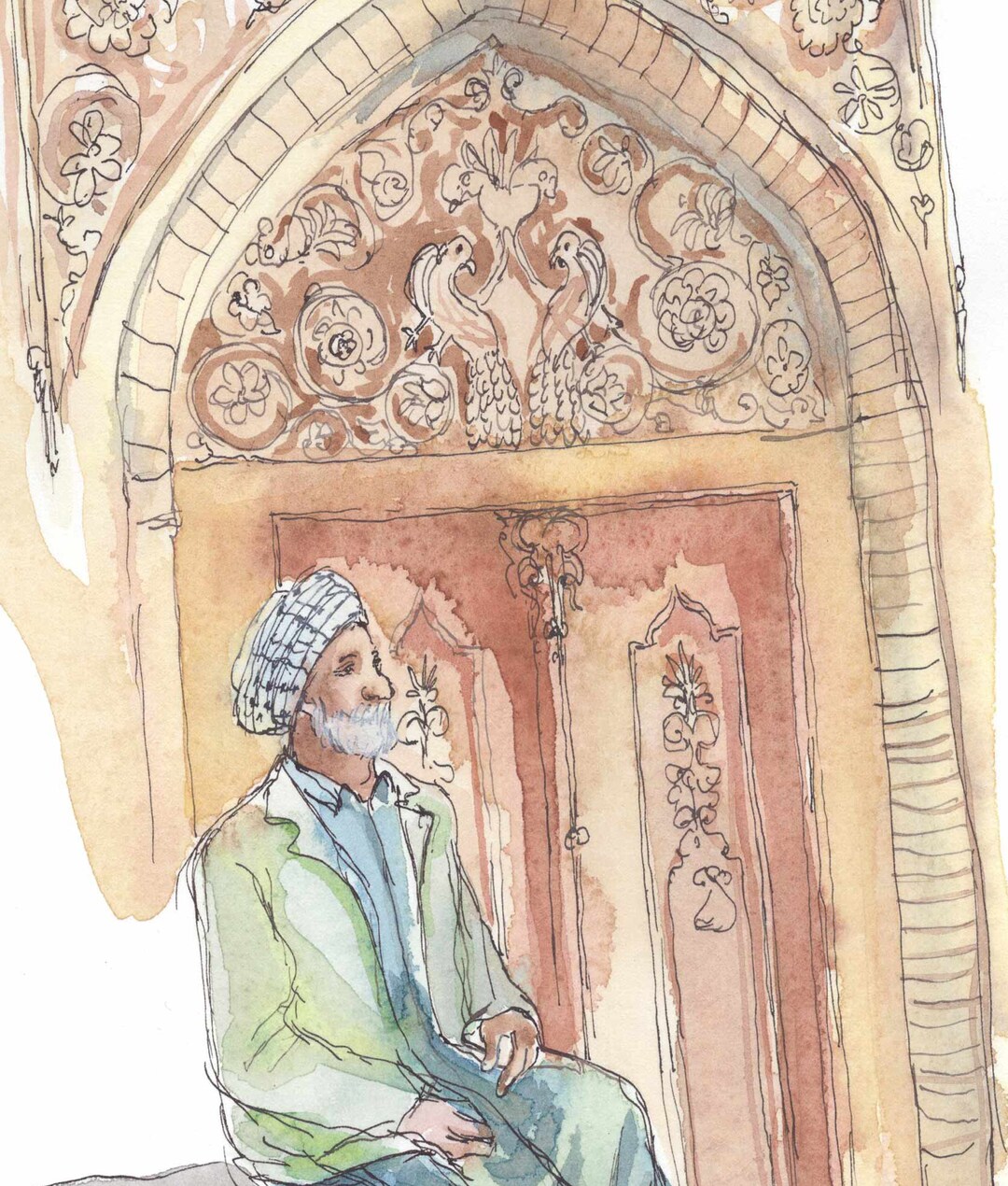 Middle East Art-middle East Painting -seated Man in Bagdad-oriental Man ...