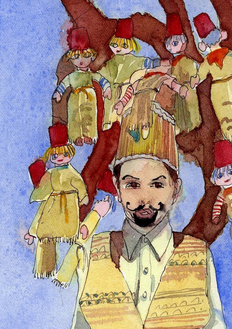 Jewish Art-jewish Painting-children Portrait-original Watercolor-purim ...