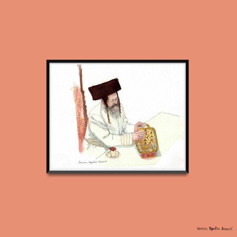 Peinture juive-dessin juif-art juif- Rabbin en prière-Rabbin et ...