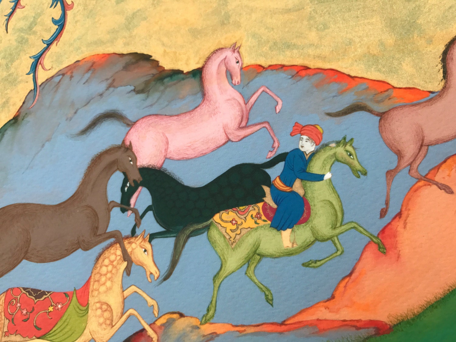Persian Painting-persian Art-persian Miniature Painting-horses Painting ...