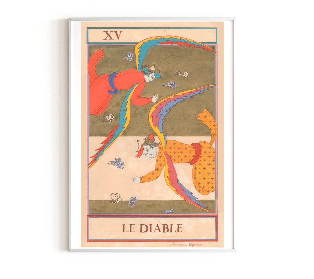Tarot Card the Devil/ Le Diable/ Tarot Lover/oriental Painting-limited ...