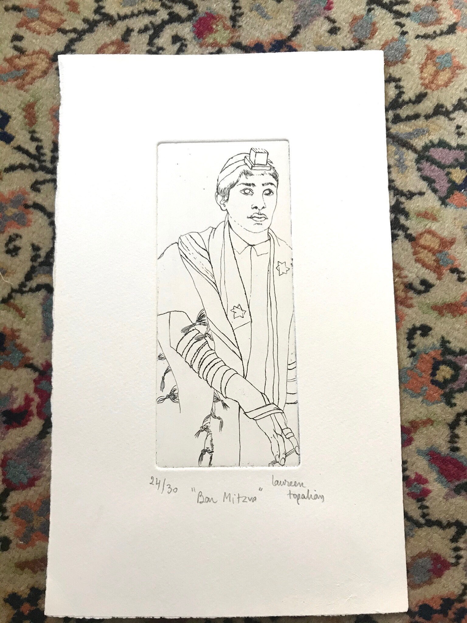 Jewish Drawing-jewish Tradition-youngman Portrait-original - Etsy