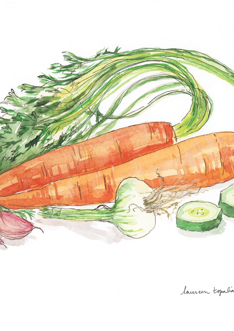 Cooking Painting-kitchen Art-cooking Watercolor - Vegetables Painting ...