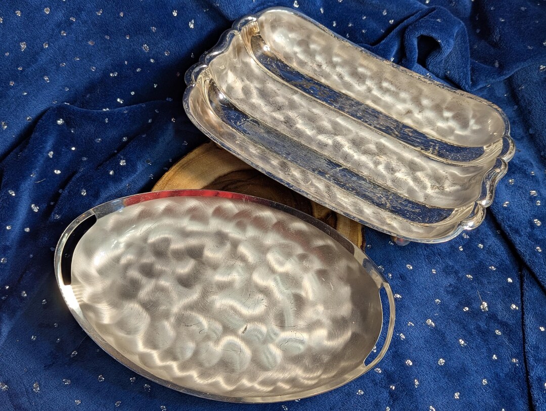 Vintage Oval Shaped Silver Tone Scrying Dish Flat Bottomed Basin ...