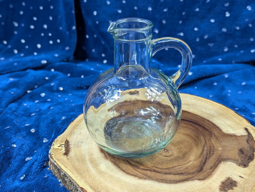 Vintage Medium Clear Glass Spherical Jug Glass Container Spell Tool ...