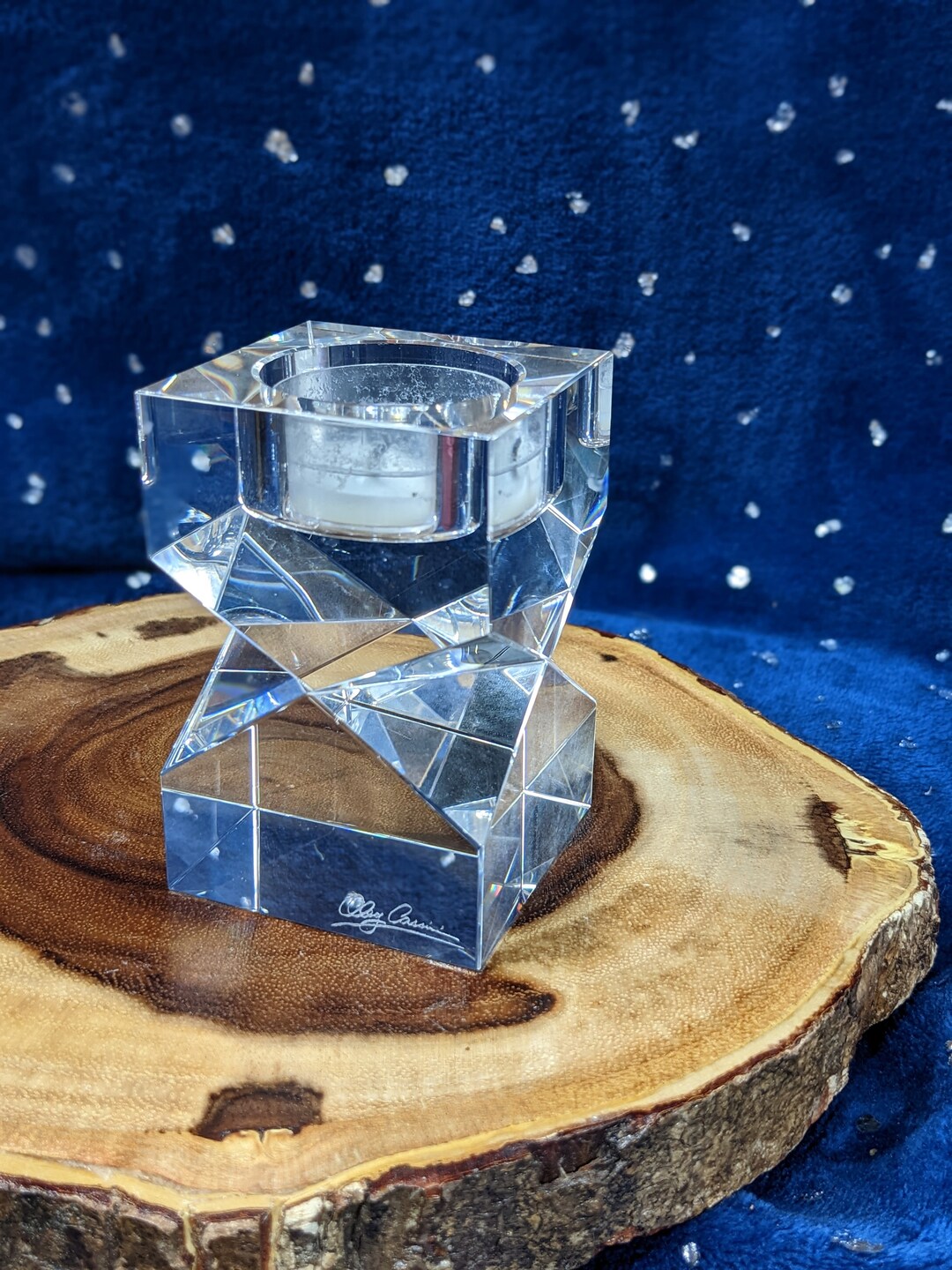 Vintage Oleg Cassini 24% Lead Crystal Tealight Candle Holder ...