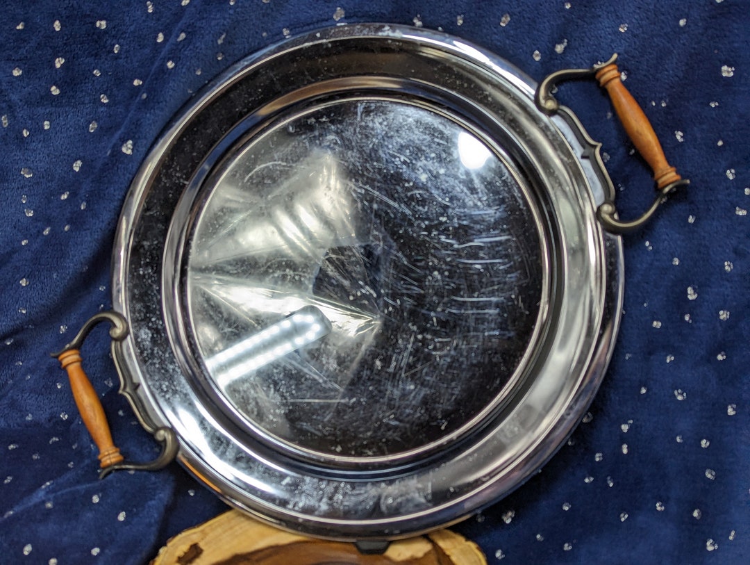 Vintage Handled Silver Serving Tray Altar Trays Decor Vintage Patina ...