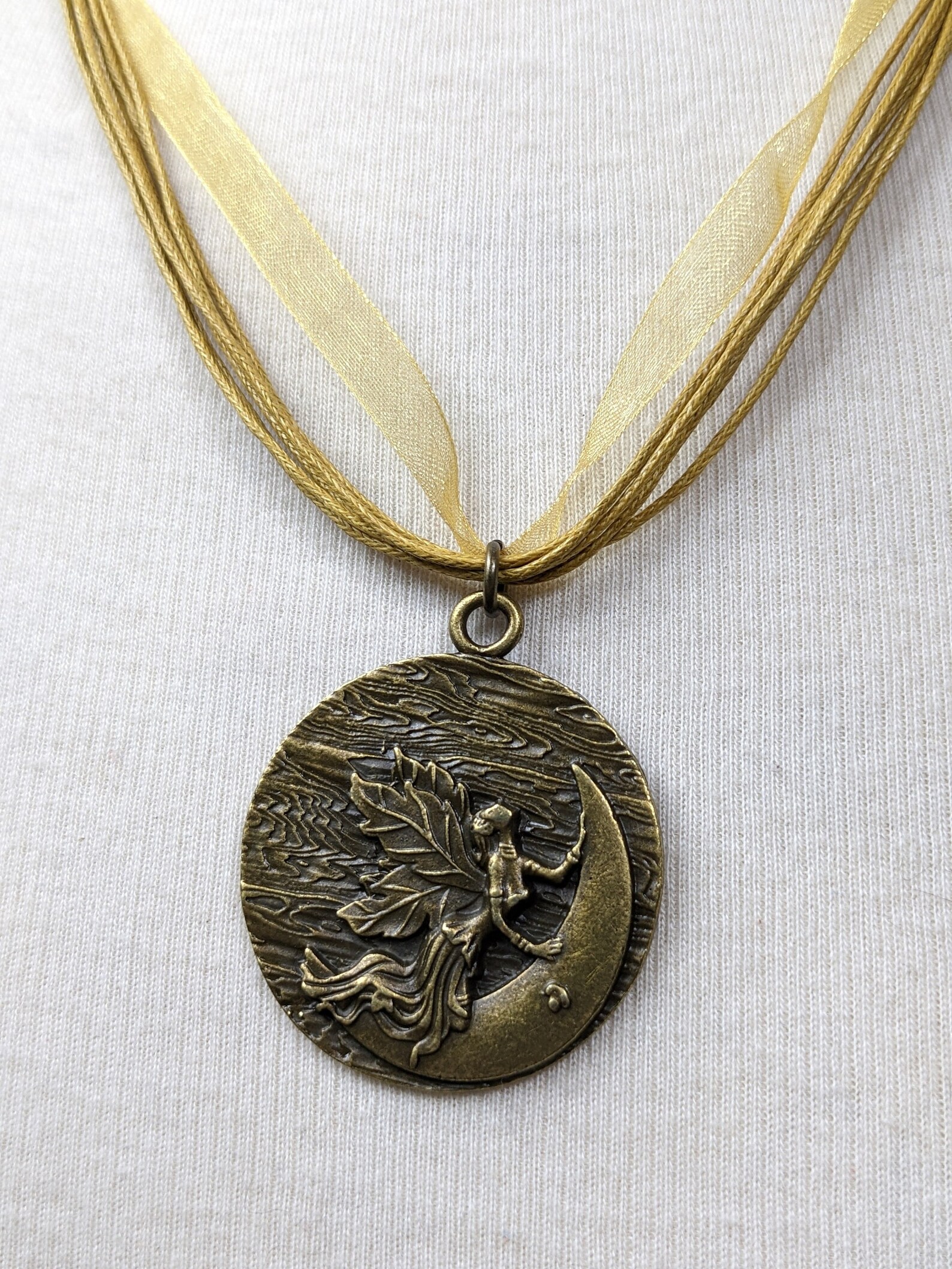 Bronze Fairy Medallion and Layered Cord Witchy Necklace - Etsy