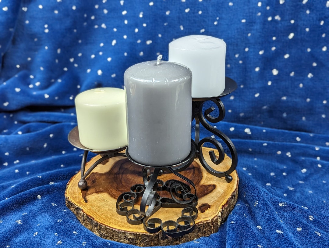 Metal Candle Plinths Stands - Three Styles - Vintage Ritual Altar Decor ...