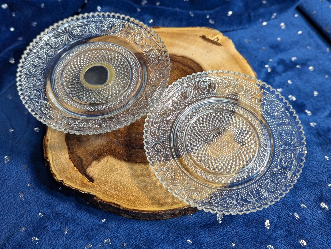 Pressed Glass Lacey Design Altar Offering Plate or Pedestal - Vintage ...