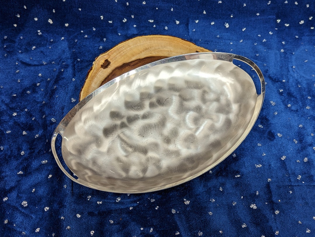 Vintage Oval Shaped Silver Tone Scrying Dish Flat Bottomed Basin ...