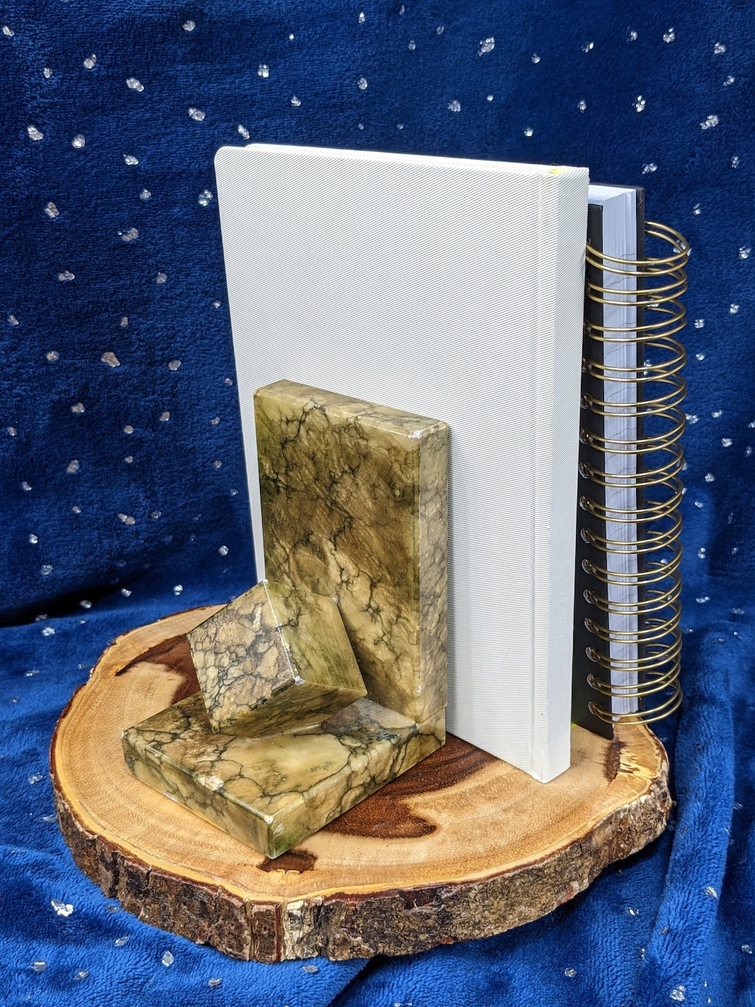 Geometric Onyx Heavy Stone Bookend - Stone Work Decor - Semi Precious ...