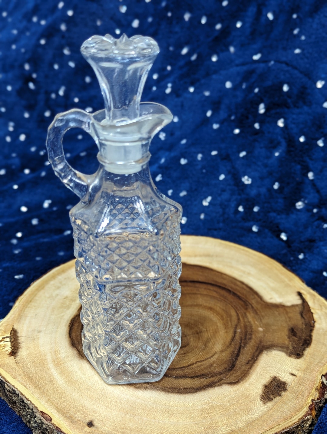 Vintage Pressed Glass Cruet With Stopper Glass Container Spell Tool ...