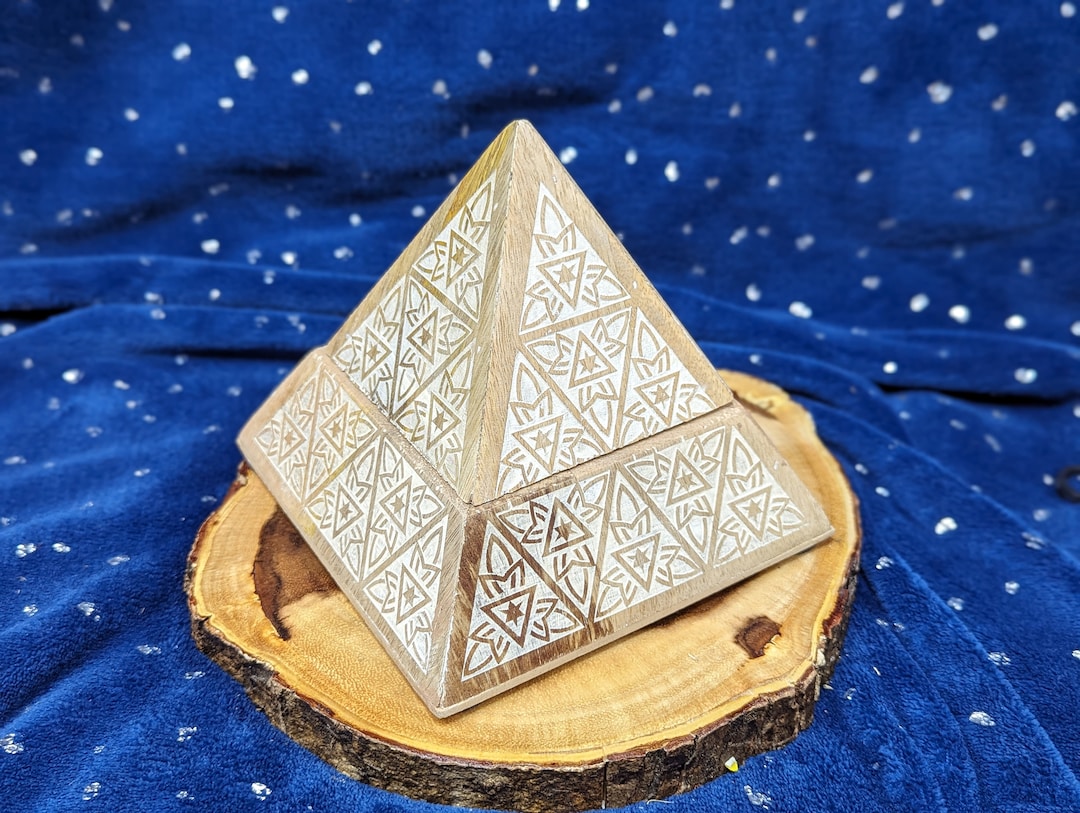 Sacred Geometry Pyramid Shaped Wooden Storage Box Treasure Boxes Witchy ...