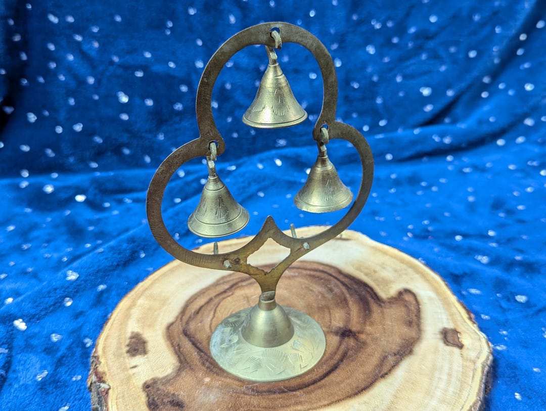 Vintage Brass Bell Stand With Etched Bells - Witchy Tools - Altar ...