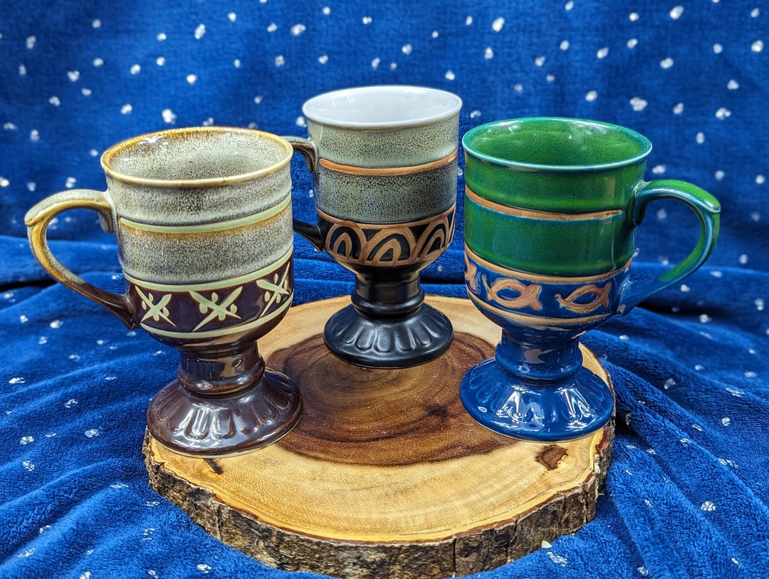 Artisan Ceramic Footed Mug - Pottery Chalice - Glazed Pottery - Altar ...