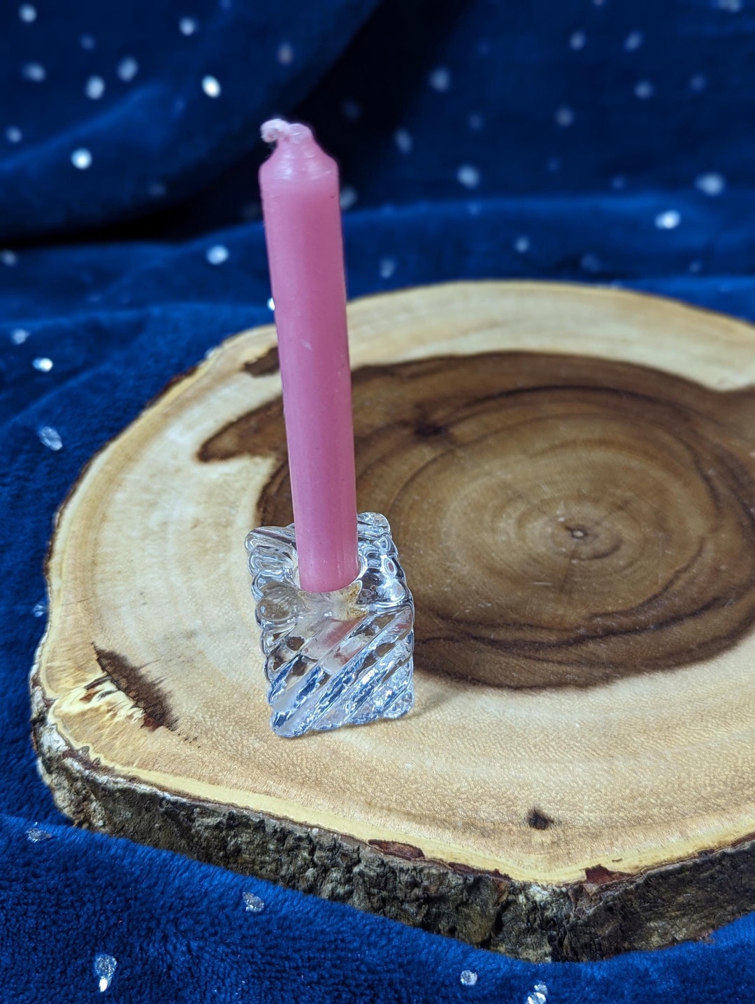 Vintage Small Glass Cube Chime Candlestick Holder - Small Candlestick ...