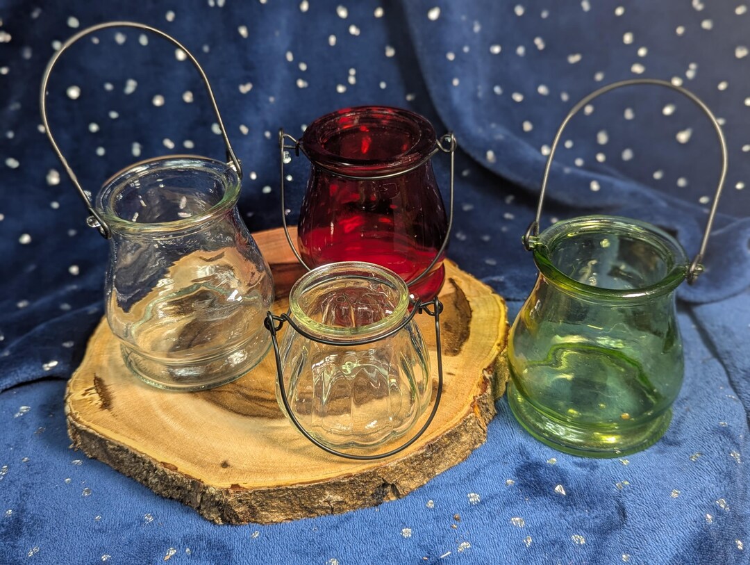 Small Glass Lantern Candleholder With Metal Handle - Two Styles ...