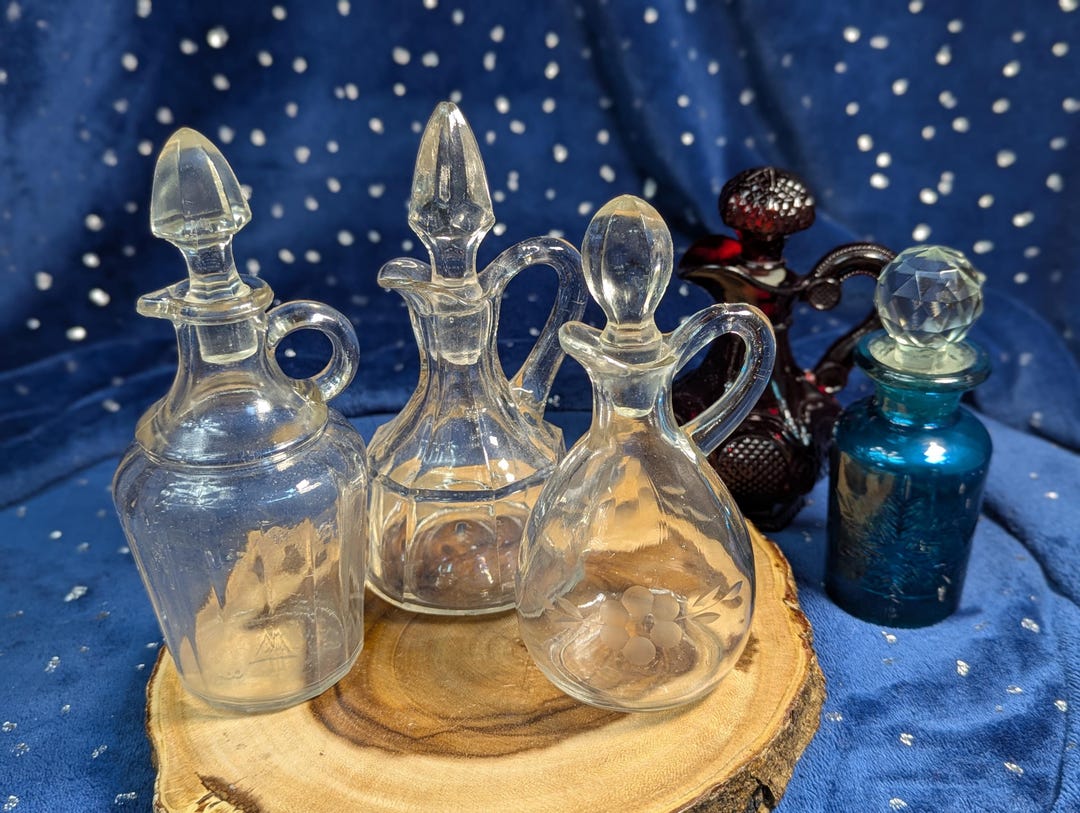 Vintage Glass Cruets Decanters Vessels - Glass Container - Spell Tool ...