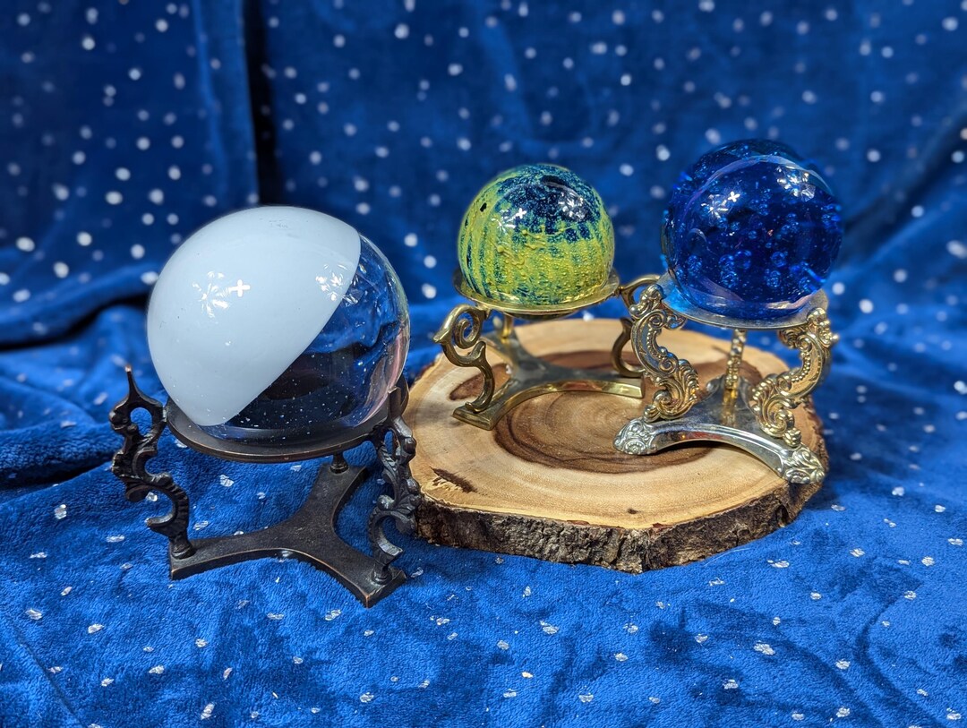 Artisan Glass Orbs With Metal Stands - Three Designs Available - Witchy ...