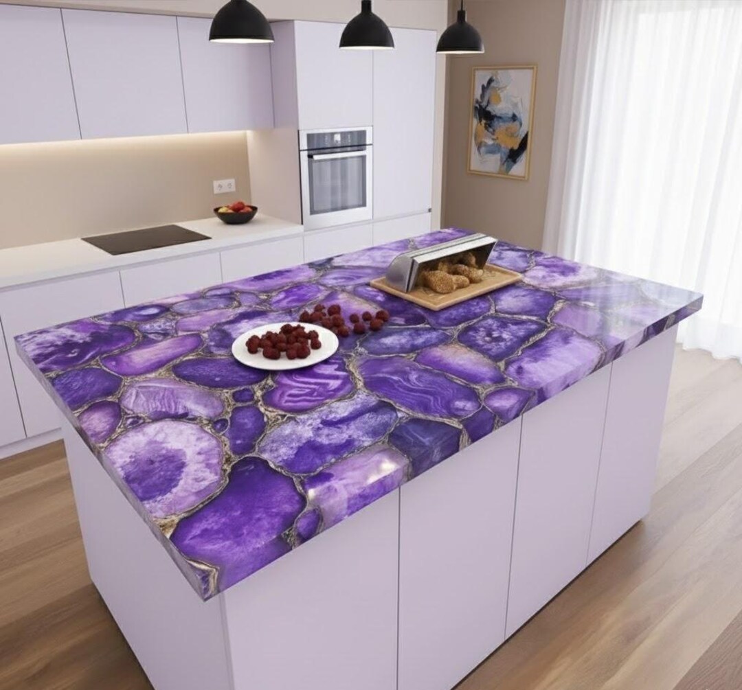 Purple Agate Kitchen Island Countertop | Purple Gemstone Countertop ...
