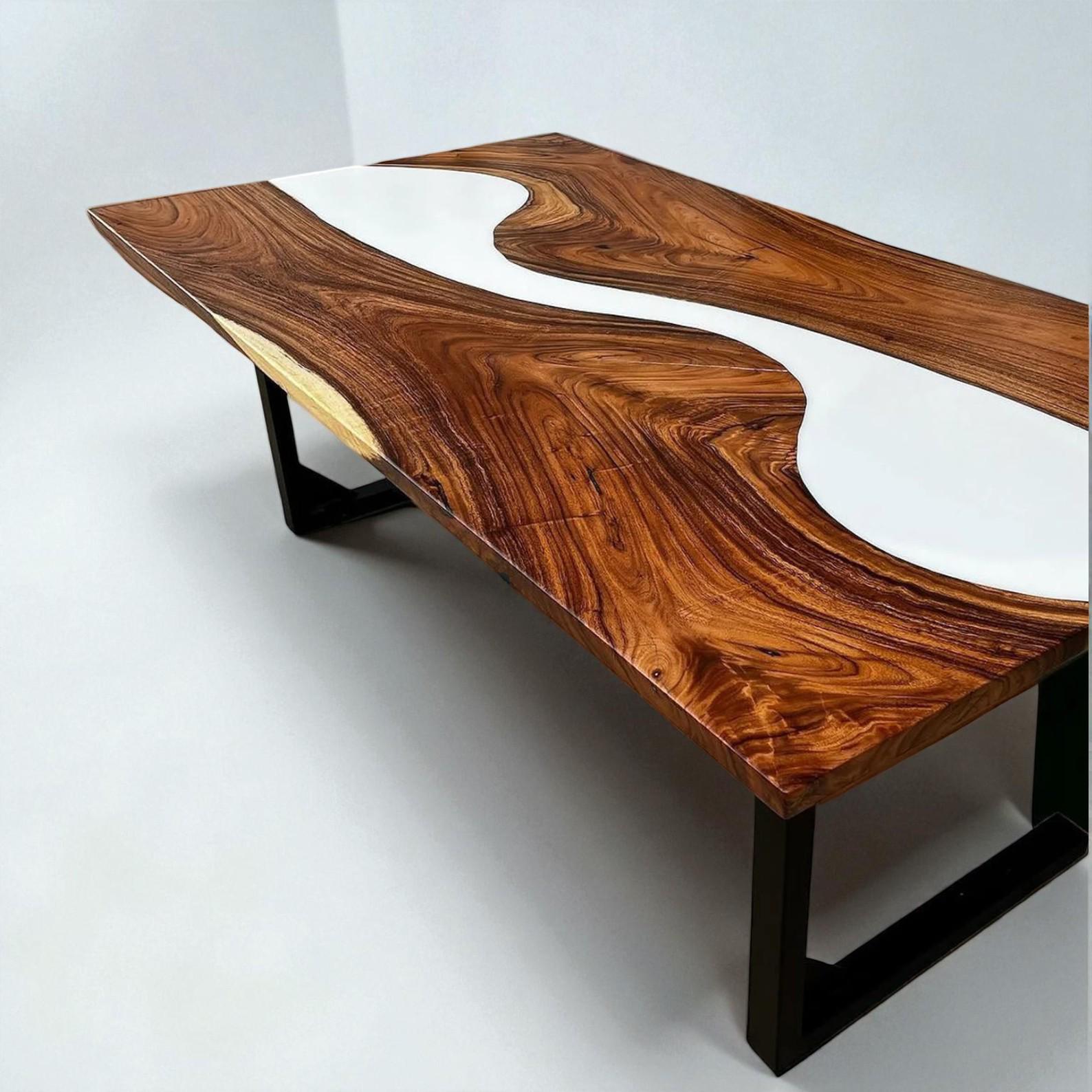 Handmade Live Edge Wood River Table | White Epoxy Resin - Etsy