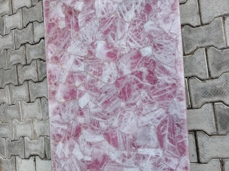 Handmade Rose Quartz Dining Table Top | Luxury Gemstone Furniture - Etsy