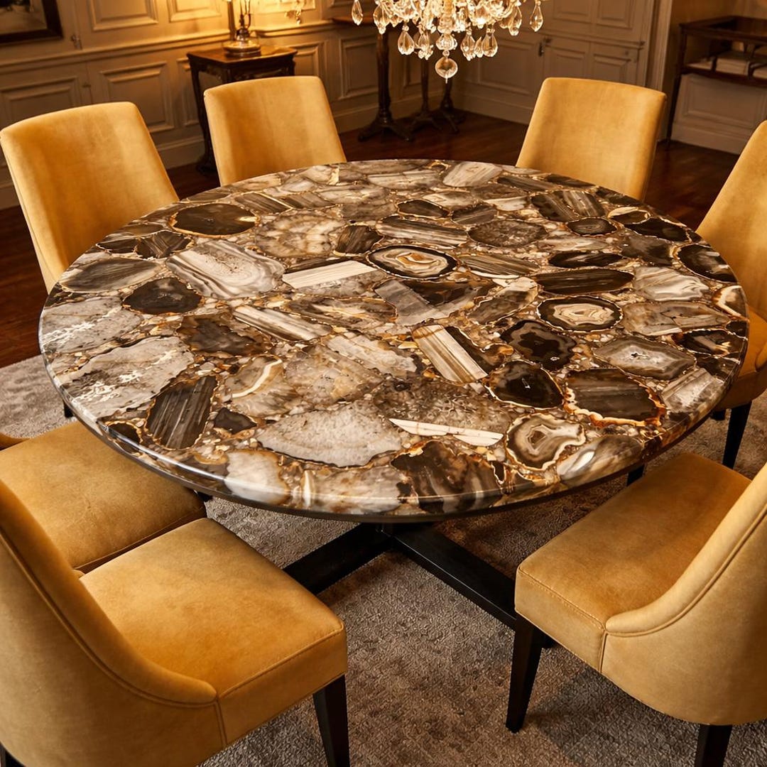 Handmade Agate Dining Table Top | Semi-precious Stone Table | Custom ...