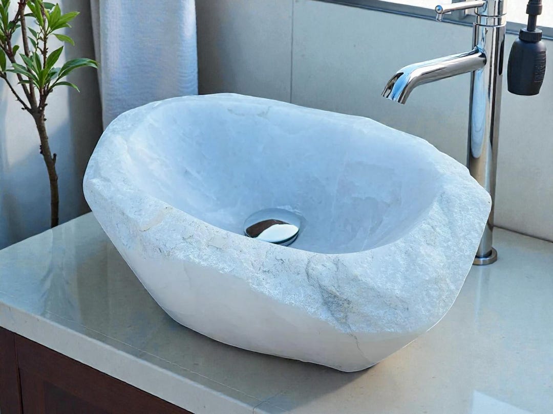 Hand-carved White Quartz Wash Basin | Stylish Cylindrical Crystal Sink ...