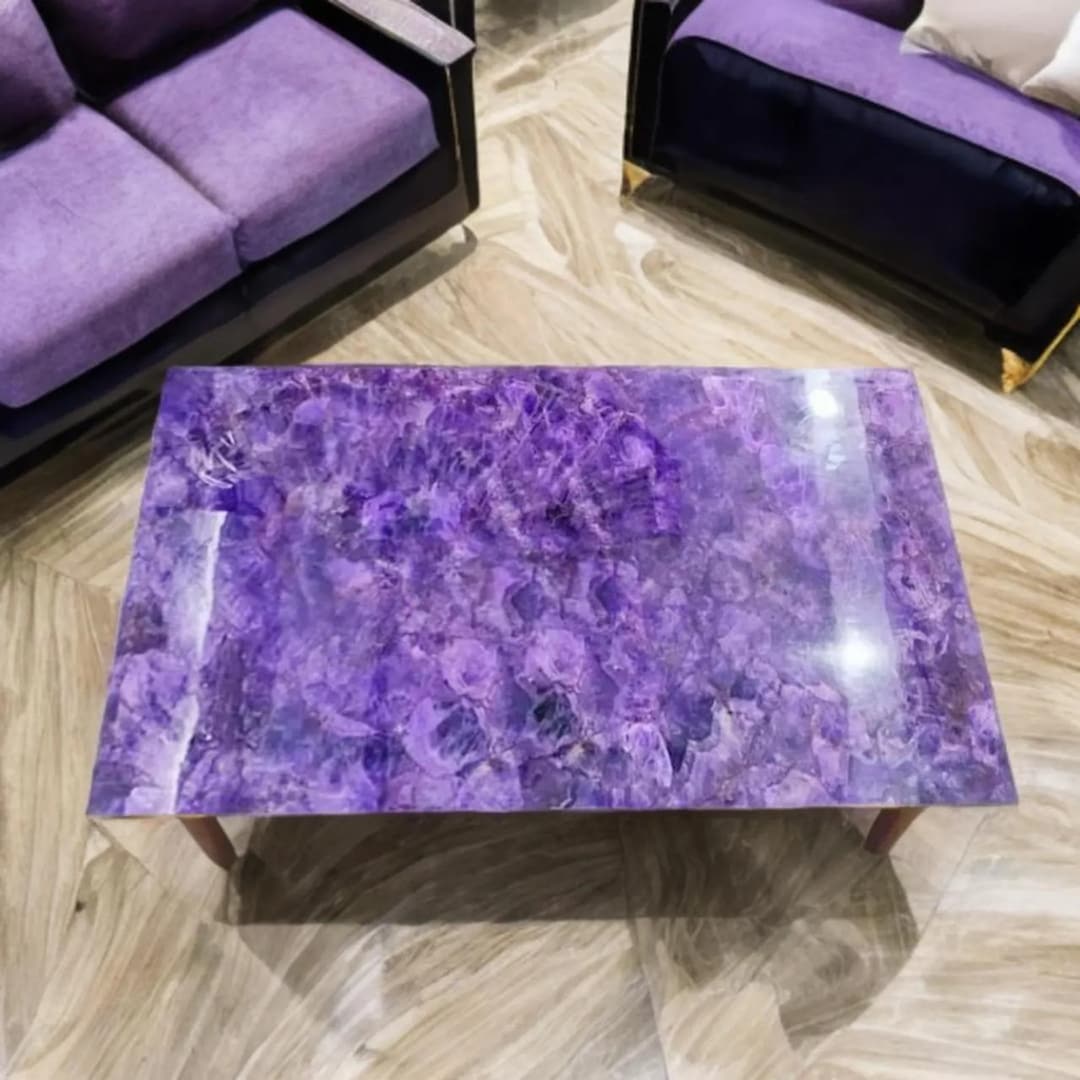 Handmade Amethyst Coffee Table | Luxury Crystal Tabletop, Custom Size ...