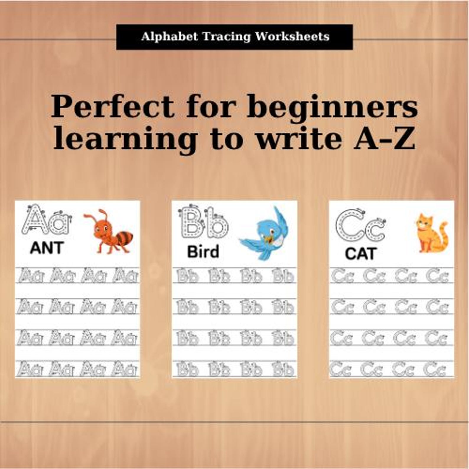 Alphabet Tracing Worksheets A-Z: Preschool & Kindergarten Learning (PDF ...