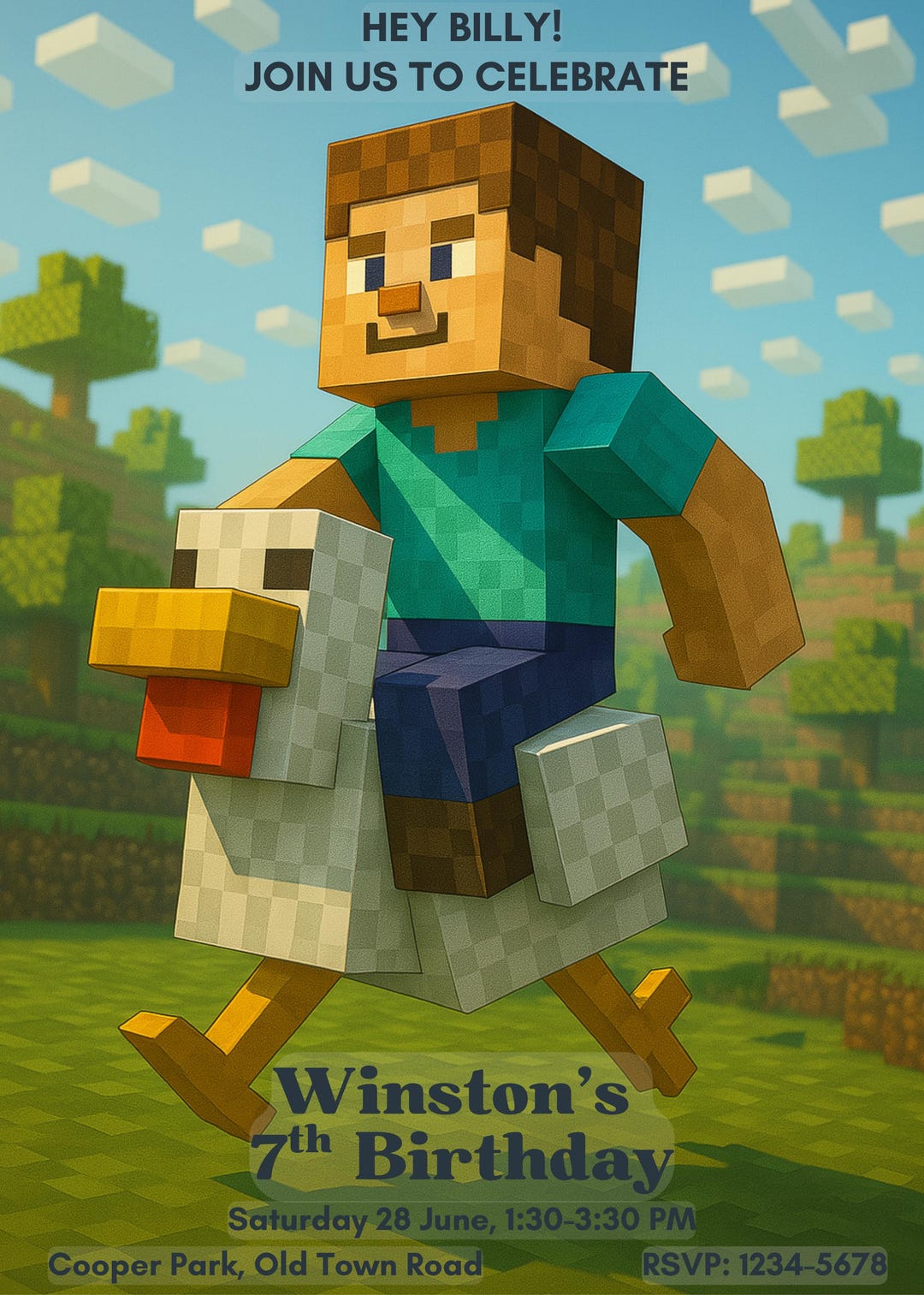 Instant Download Minecraft Birthday Invite | Minecraft Theme | Kids ...