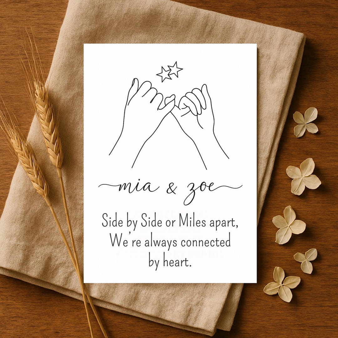 Personalized Best Friend Pinky Promise Card, Long Distance Friendship ...