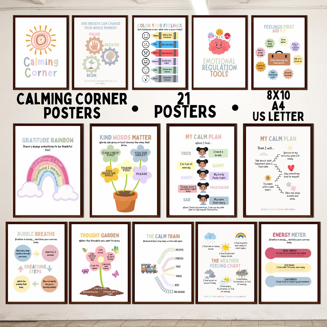 Calm Down Corner Set | Feelings Chart, Zones Regulation | Emotional ...