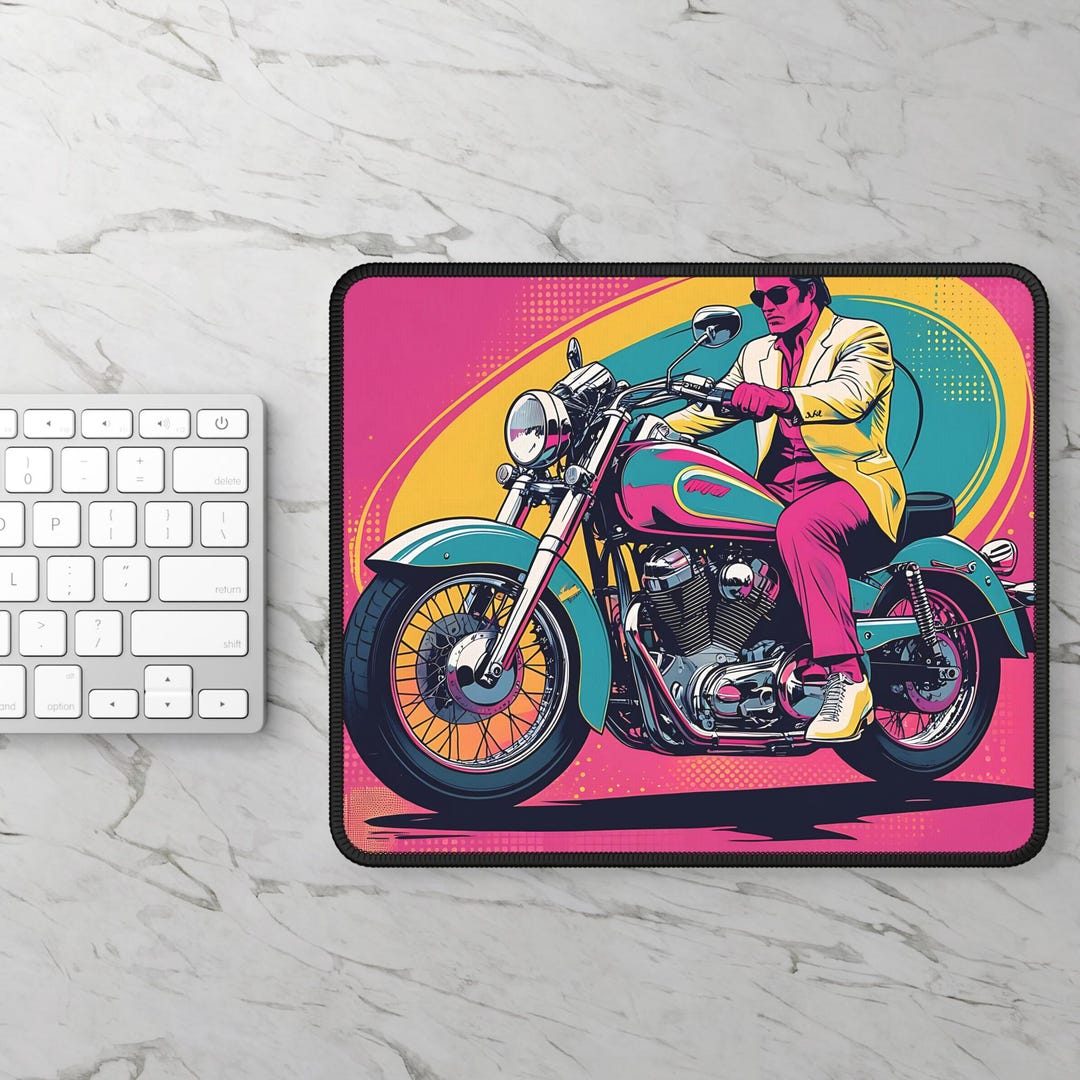 Retro Motorcycle Mouse Pad: Vintage Gamer Desk Accessory - Etsy