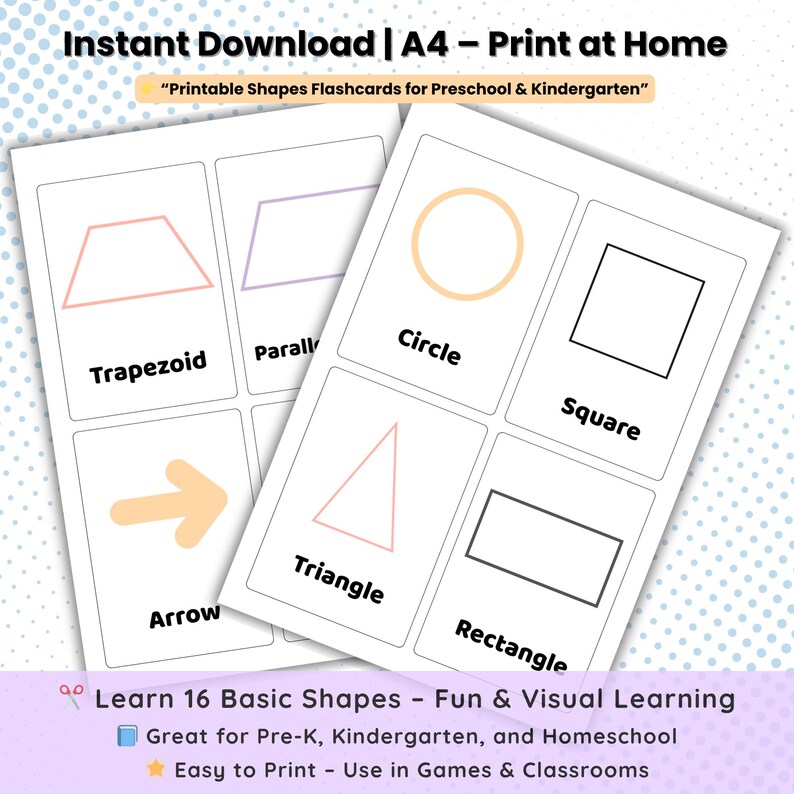 Printable Shapes Flashcards for Kids – Learn 16 Shapes Visual Cards ...