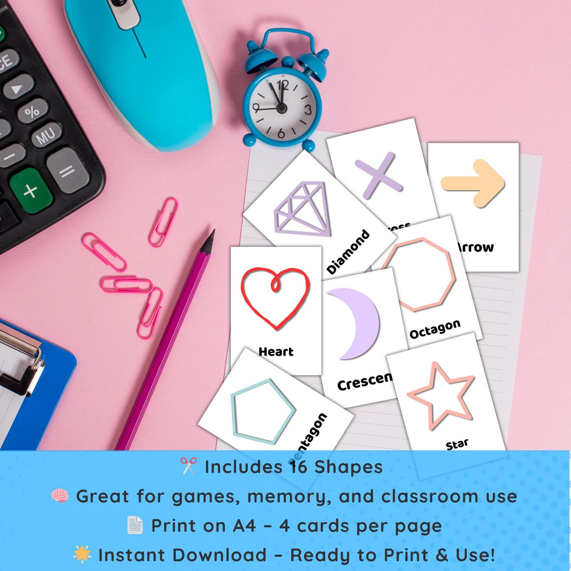 Printable Shapes Flashcards for Kids – Learn 16 Shapes Visual Cards ...