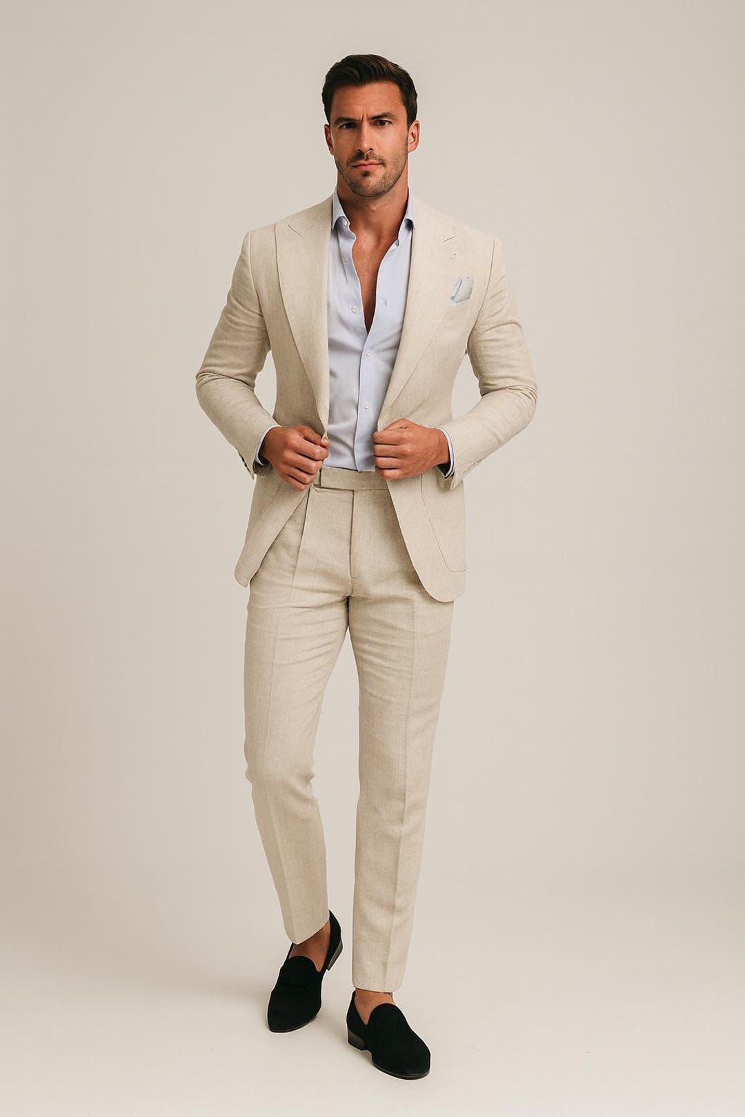 Beige Two-piece Men’s Suit | Summer Wedding, Casual Formal & Resort ...