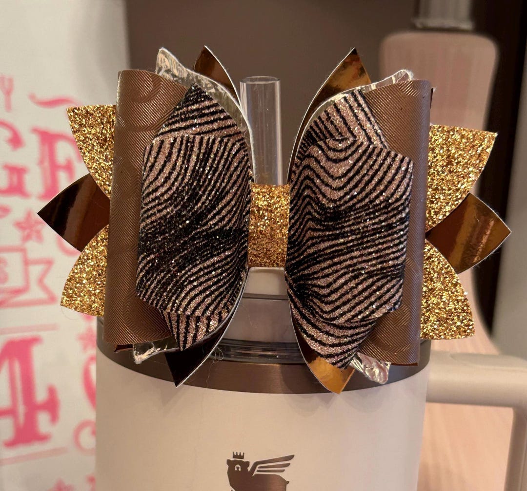 Stanley Jumbo Gilded Sugar Chocolate Gold Sparkle Shimmer Bow Straw ...
