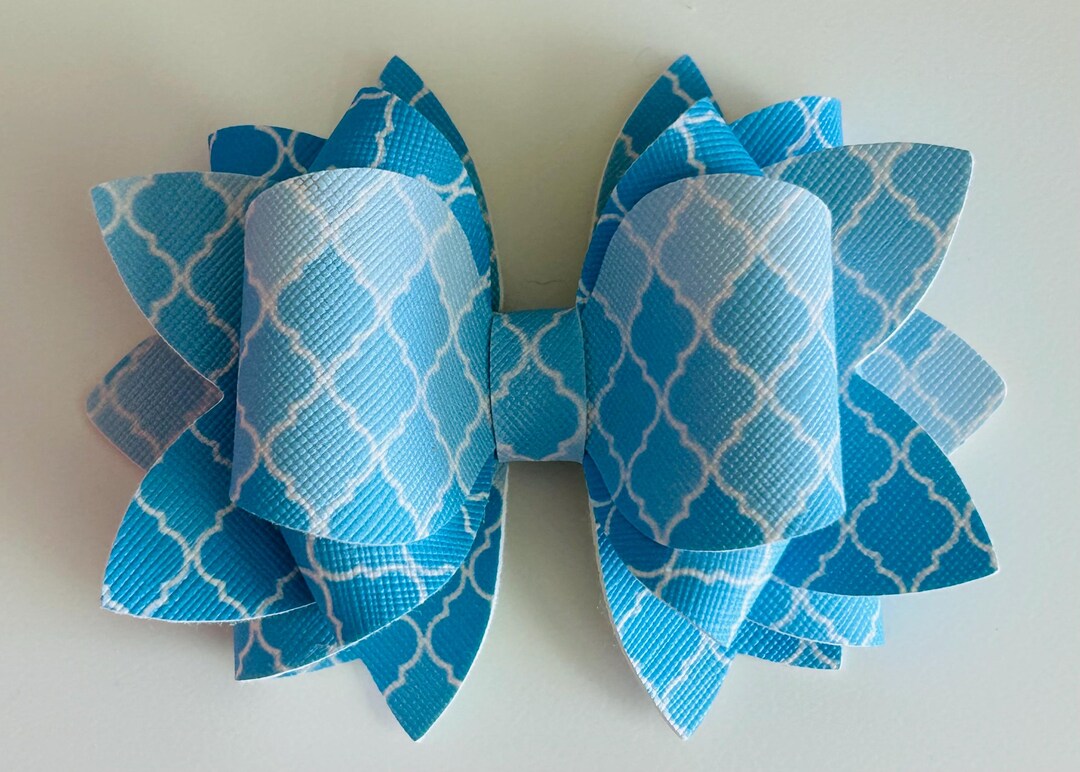 Jumbo Stanley Azure Blue White Print Straw Topper Bow - Etsy