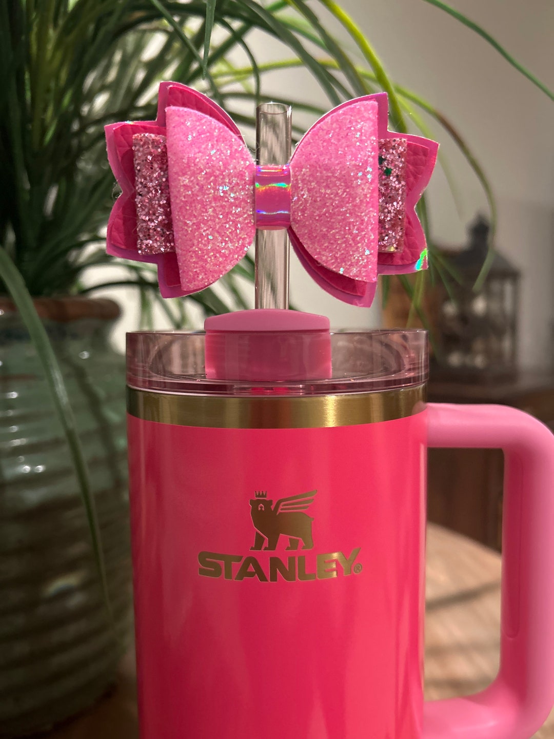 Pink Parade Straw Bow Stanley Straw Bow Topper Bows for - Etsy