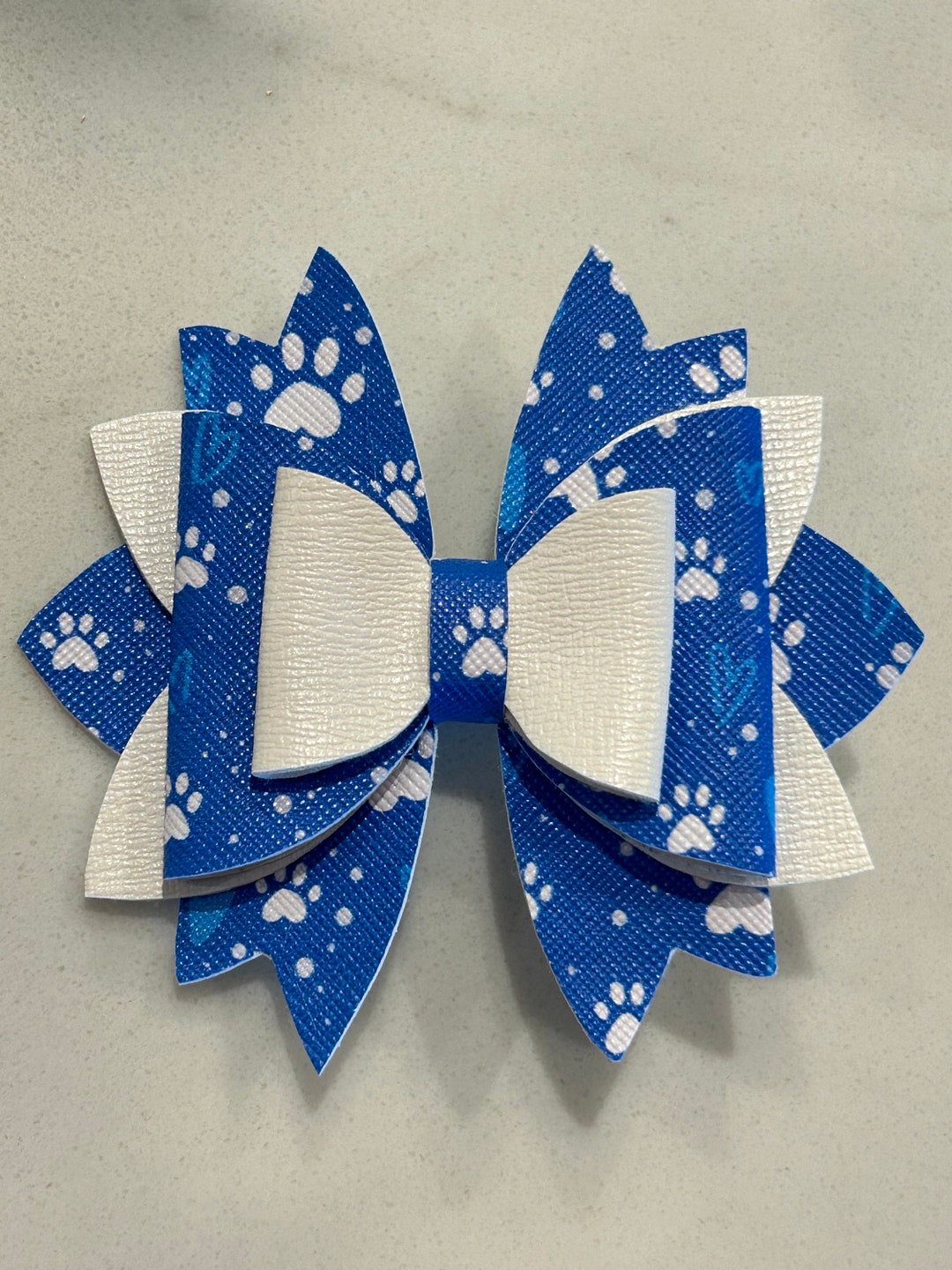 Stanley Blue and White Paw Print Dog Bow Straw Topper Adorable - Etsy